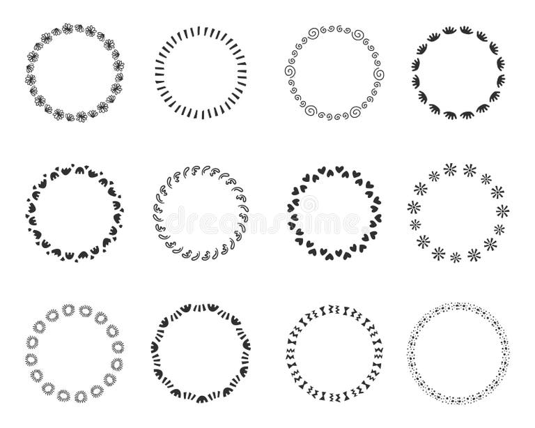 Big Set of Decorative Vintage Hand Drawn Round Frames Stock Vector ...