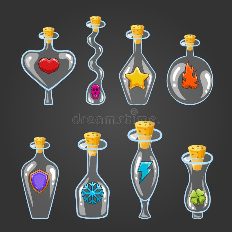 Big Set with Different Magic Elixir Stock Vector - Illustration of ...