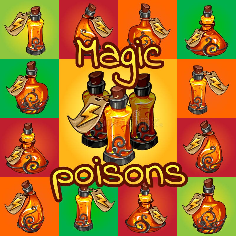 Big Set of Different Magic Poisons Stock Vector - Illustration of ...