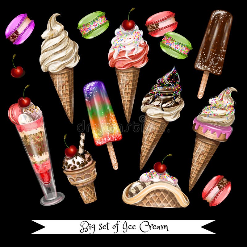 Big Set of Different Types of Ice Cream. Vector. Stock Vector ... Big Set of Different Types of Ice Cream. Vector. Stock Vector ...