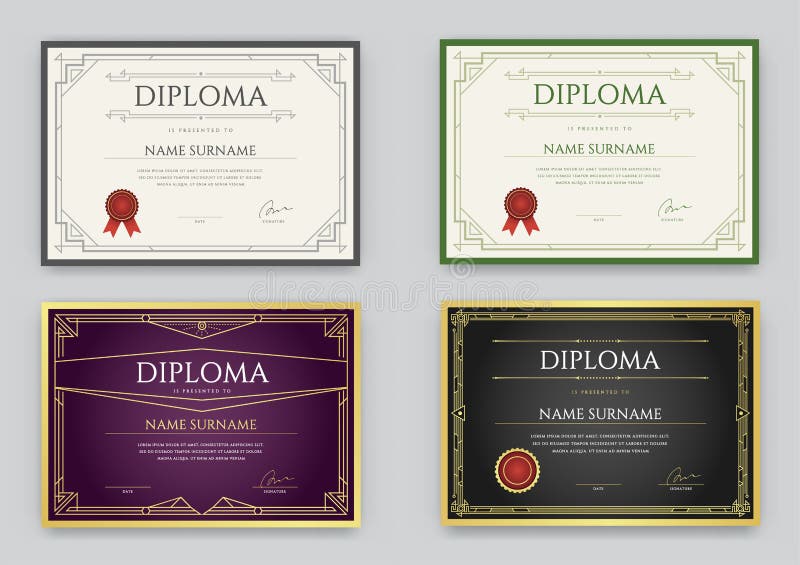 Diploma or Certificate Premium Design Template in Vector Stock Vector - Illustration of award ...