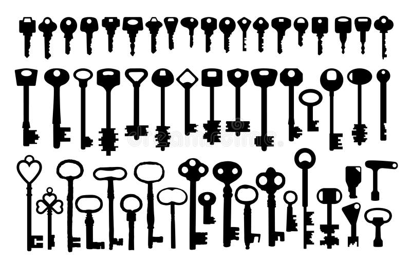 Big set of door keys. stock vector. Illustration of keys - 360336746