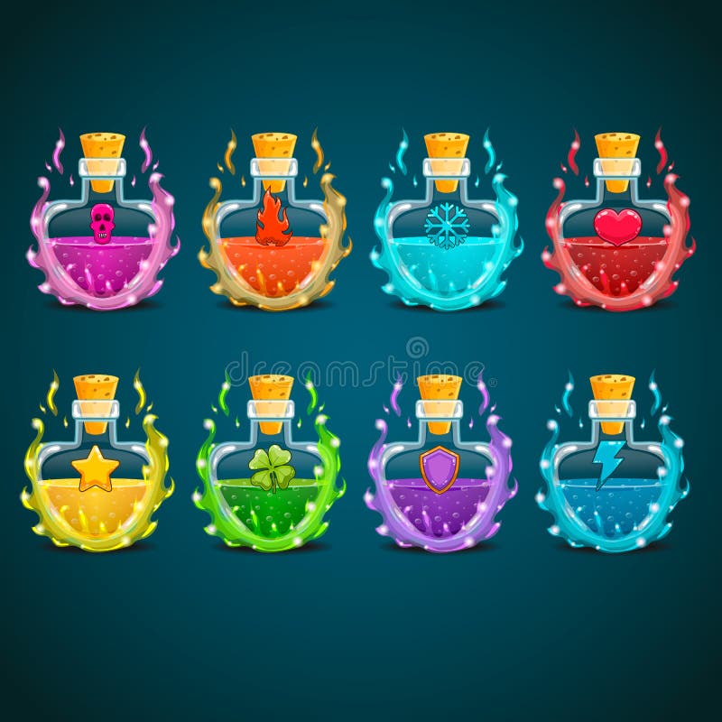 Big Set with Elixir Different in Magic Smoke Stock Vector - Illustration of graphic, mobile ...