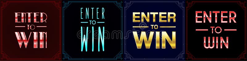 Big Set of Enter To Win Signs. Vector Sign, Win Prize, Win in Lottery ...