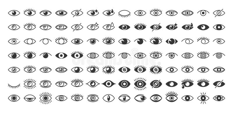 Big Set of Eye Icons Features a Range of Styles from Minimalist To ...