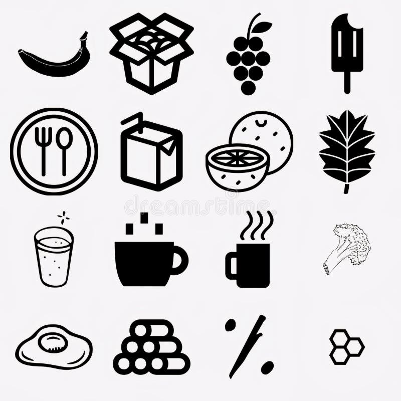 Big Set of Food Icons in Vector Stock Illustration - Illustration of ...