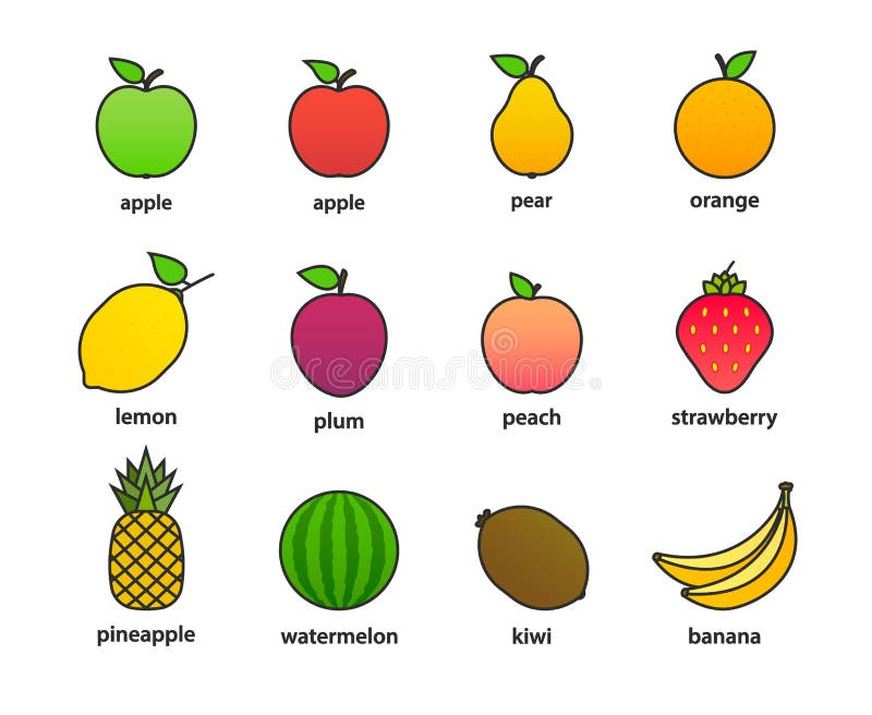 Set of Fruits and Berries. Summer Fruit. Fruit Apple, Pear, Strawberry ... Set of Fruits and Berries. Summer Fruit. Fruit Apple, Pear, Strawberry ...