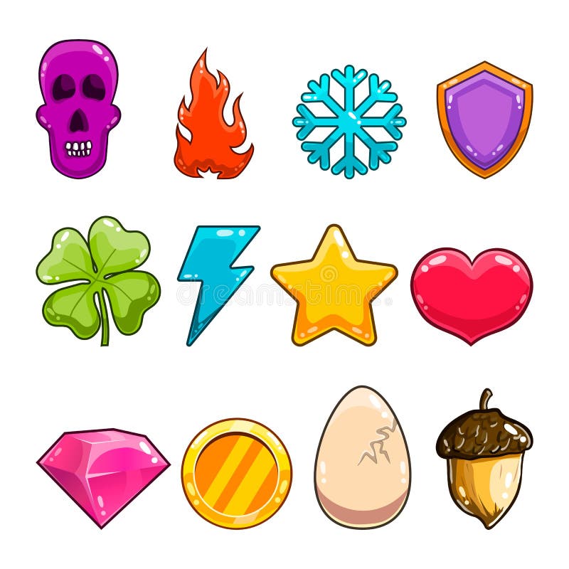 Big Set with Game Items Icon Stock Vector - Illustration of icon ...
