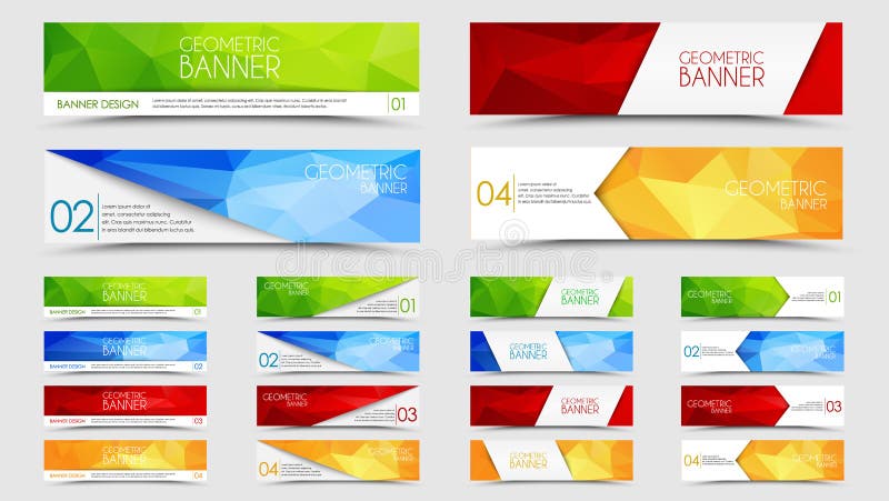 Big Set of Geometric Polygonal Banners Stock Vector - Illustration of ...