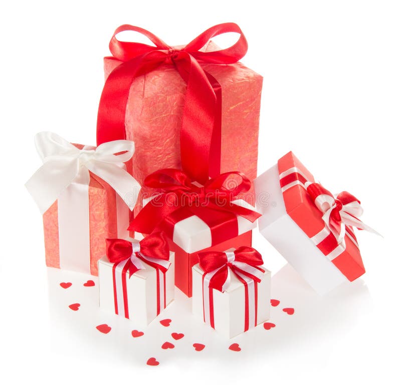 Big Set of the Gift Boxes with Ribbons and Bow Stock Image - Image of ...