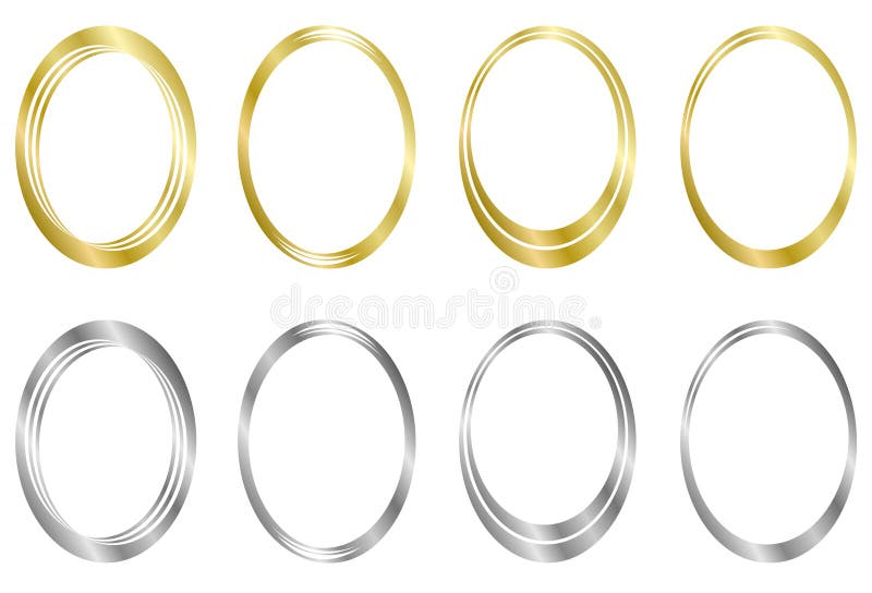 Big Set of Golden and Silver Frames. Vector Frame Isolated on White ...