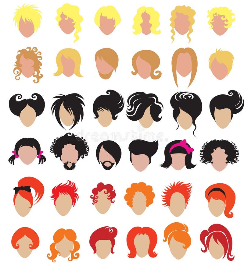 Big set of hair styling stock vector. Illustration of girl - 11934317