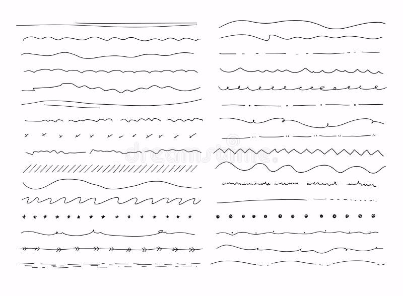 Big Set of Hand Drawn Line Borders, Scribble Strokes and Design ...