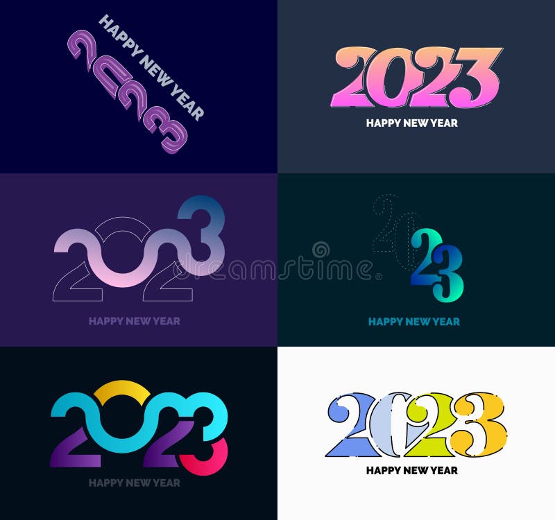 Big Set of 2023 Happy New Year Logo Text Design 2023 Number Design ...