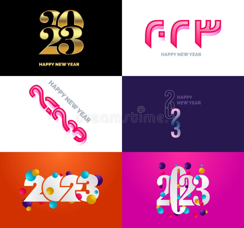 Big Set Of 2023 Happy New Year Logo Text Design 2023 Number Design