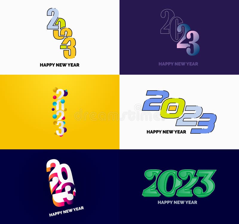 Big Set of 2023 Happy New Year Logo Text Design 2023 Number Design ...