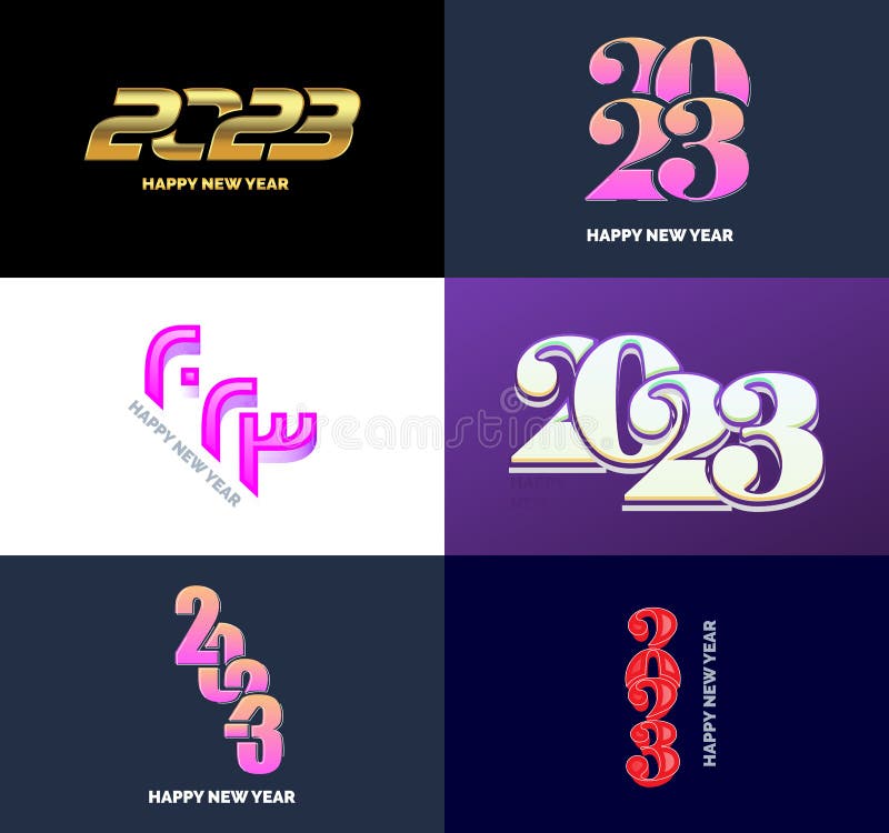 Big Set of 2023 Happy New Year Logo Text Design 2023 Number Design ...