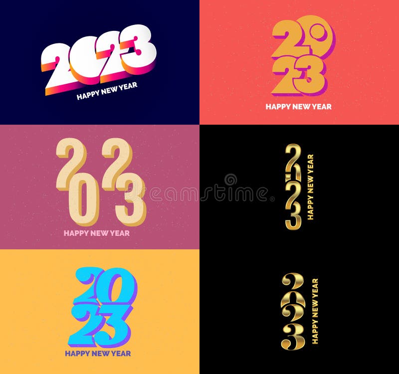 Big Set of 2023 Happy New Year Logo Text Design 2023 Number Design ...