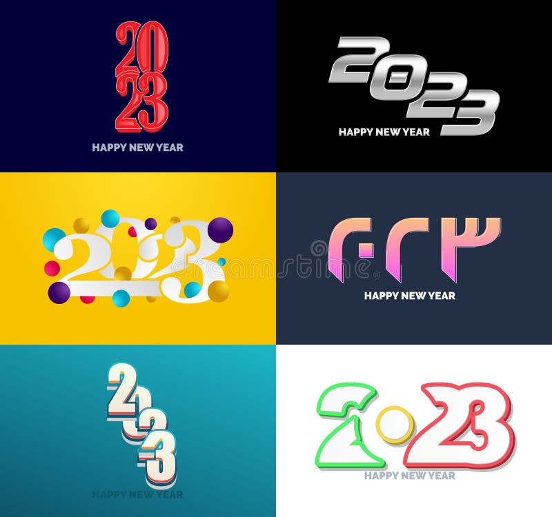 Big Set of 2023 Happy New Year Logo Text Design 2023 Number Design ...