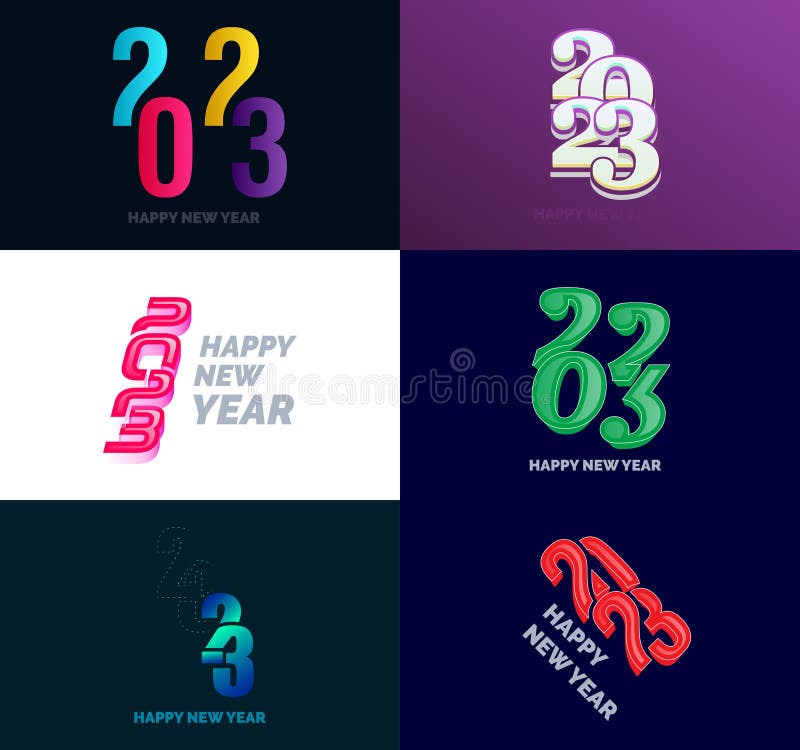 Big Set of 2023 Happy New Year Logo Text Design 2023 Number Design ...