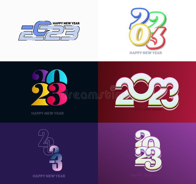 Big Set of 2023 Happy New Year Logo Text Design 2023 Number Design ...