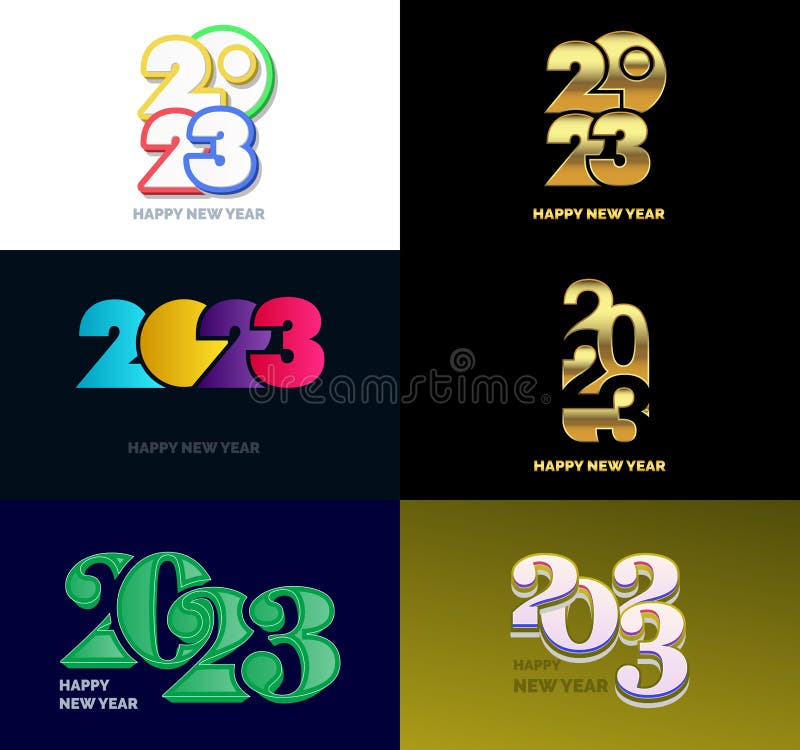 Big Set of 2023 Happy New Year Logo Text Design 2023 Number Design ...