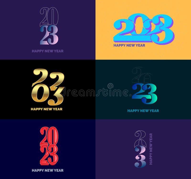 Big Set of 2023 Happy New Year Logo Text Design 2023 Number Design ...