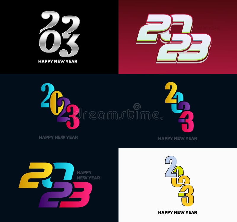 Big Set of 2023 Happy New Year Logo Text Design 2023 Number Design ...
