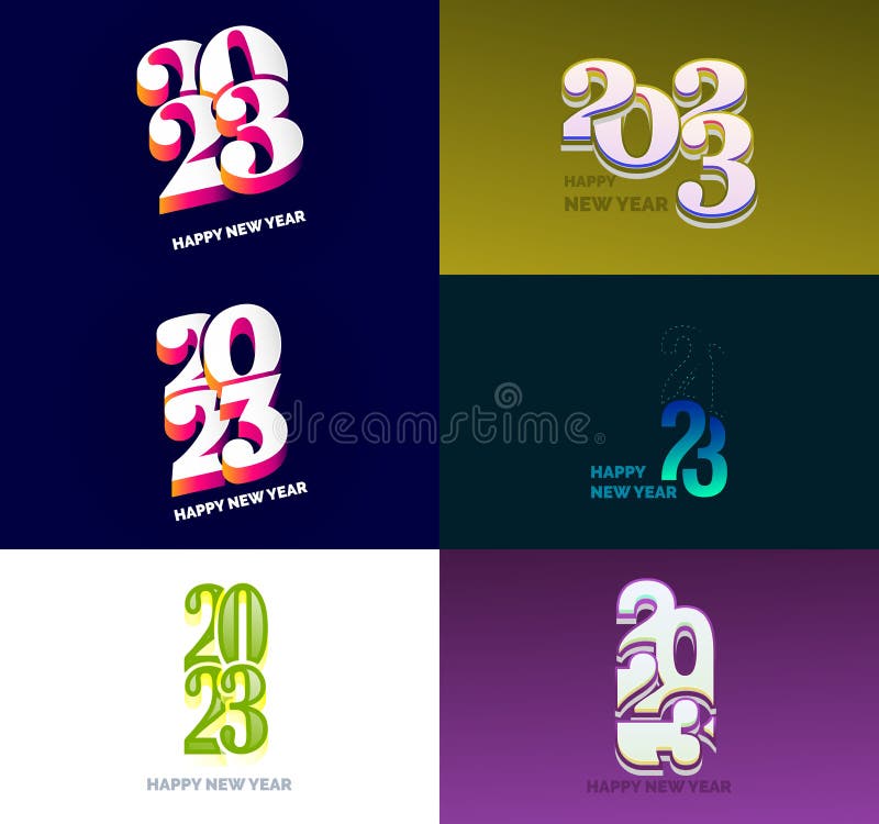 Big Set of 2023 Happy New Year Logo Text Design 2023 Number Design ...