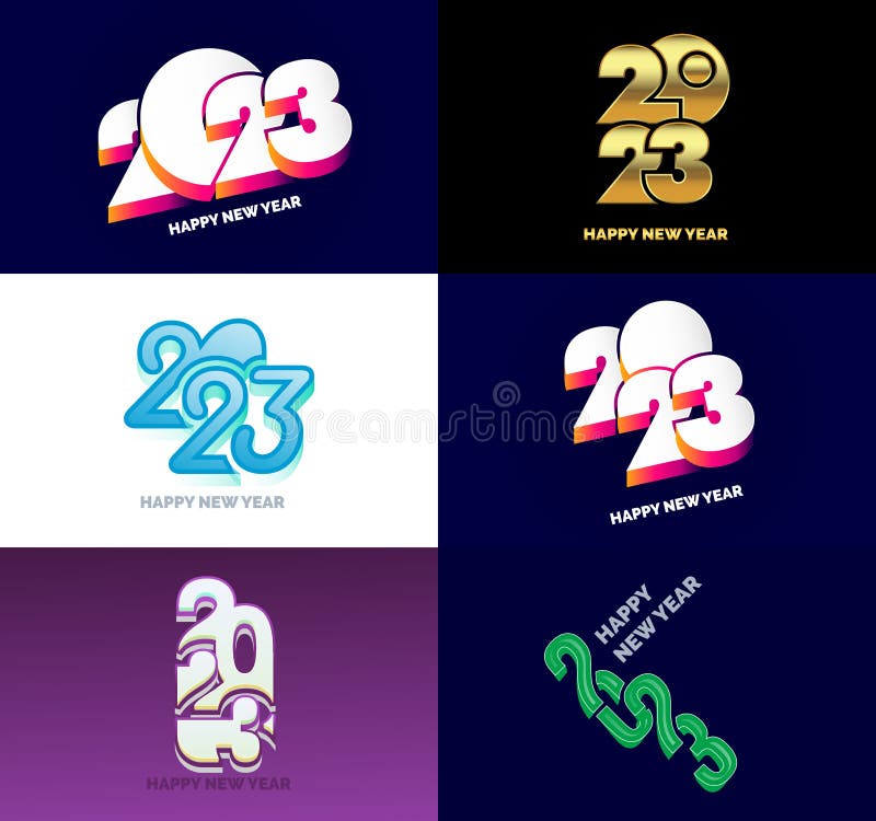 Big Set of 2023 Happy New Year Logo Text Design 2023 Number Design ...