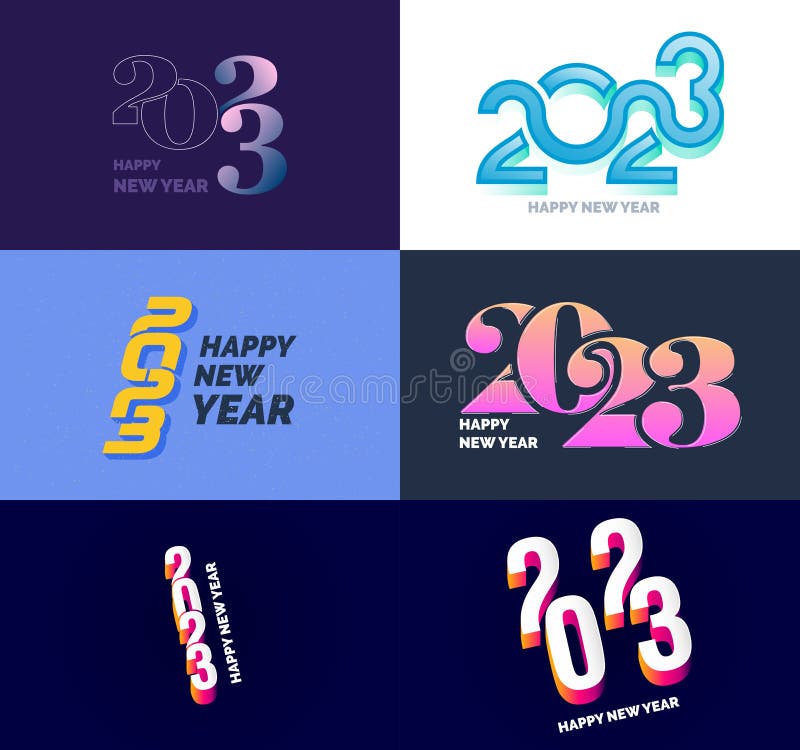 Big Set of 2023 Happy New Year Logo Text Design 2023 Number Design ...