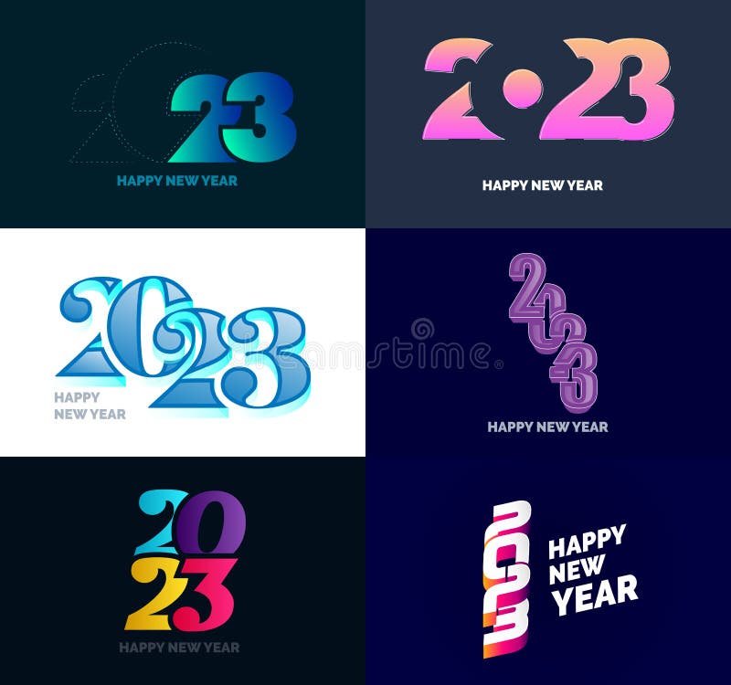 Big Set of 2023 Happy New Year Logo Text Design 2023 Number Design ...