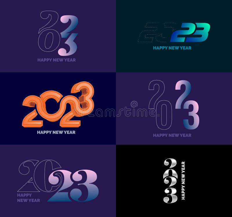 Big Set of 2023 Happy New Year Logo Text Design 2023 Number Design ...