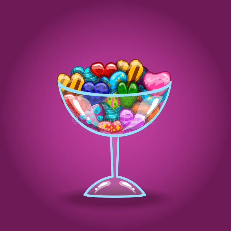 Big Set of Hearts in the Glass Stock Vector - Illustration of icon ...