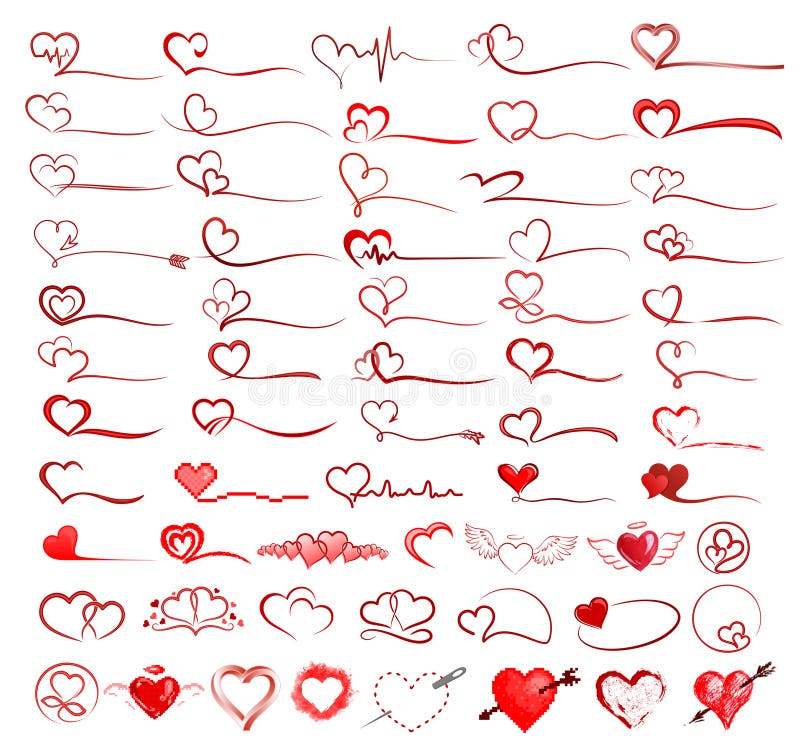 A big set of hearts logos. stock illustration. Illustration of frame ...