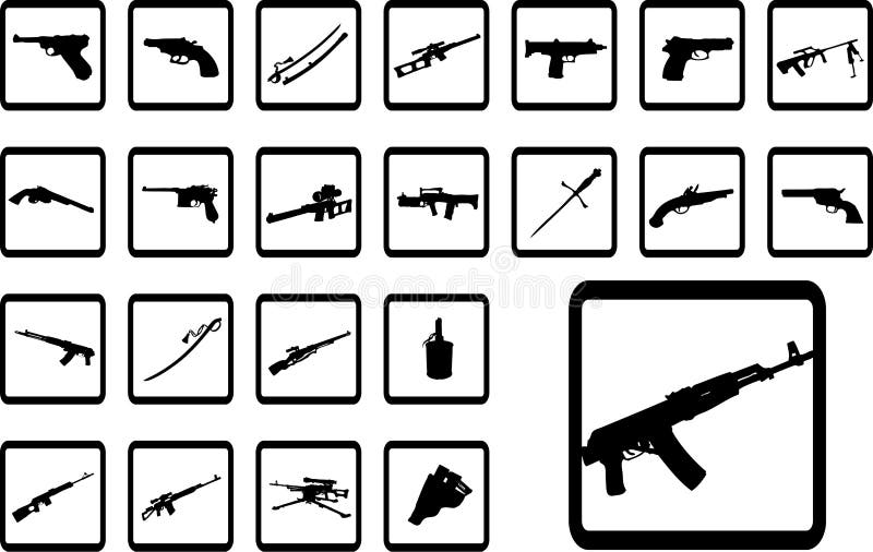Big set icons - 9B. Weapon stock vector. Illustration of icon - 8599210