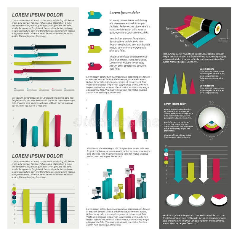Big Set of Infographic Charts. Stock Illustration - Illustration of ...