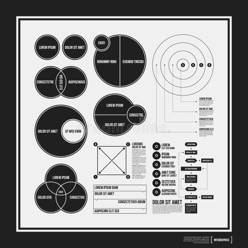 Big Set of Infographics Elements in Black and White Colors Stock Vector ...