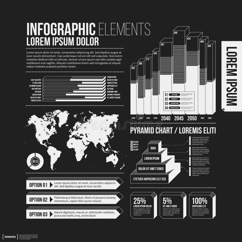 Big Set of Infographics Elements in Black and White Colors Stock Vector ...