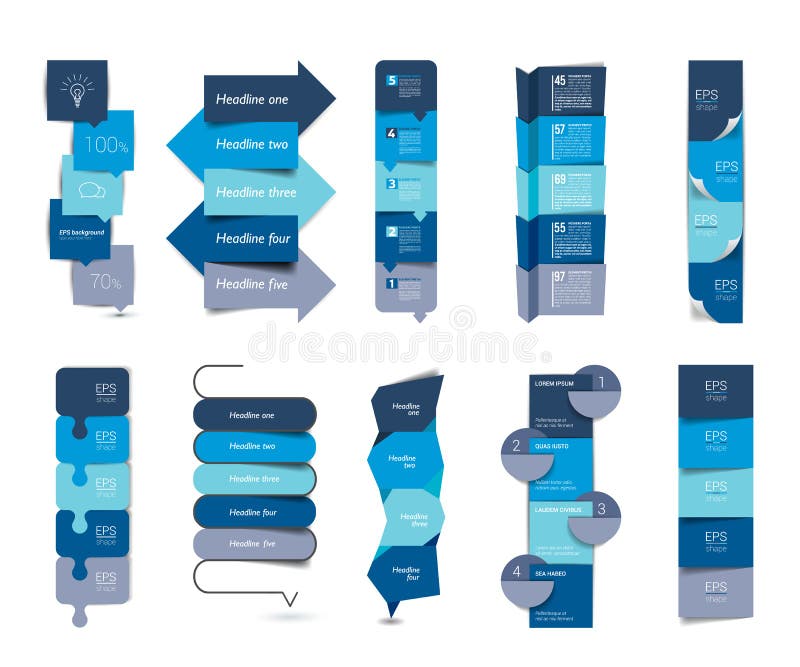 Big Set of Infographics Step by Step Vertical Tables, Elements ...