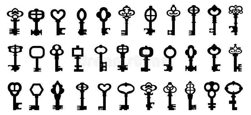 Big Set of Isolated Graphical Retro Keys. Vector Illustration Stock ...