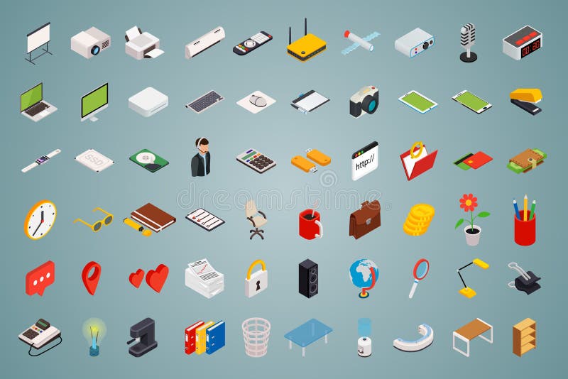 Isometric Icons Computer Technology. Stock Vector - Illustration of ...