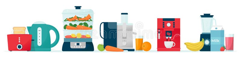 Big Set of Kitchen Appliances for Quick and Convenient Cooking and ...