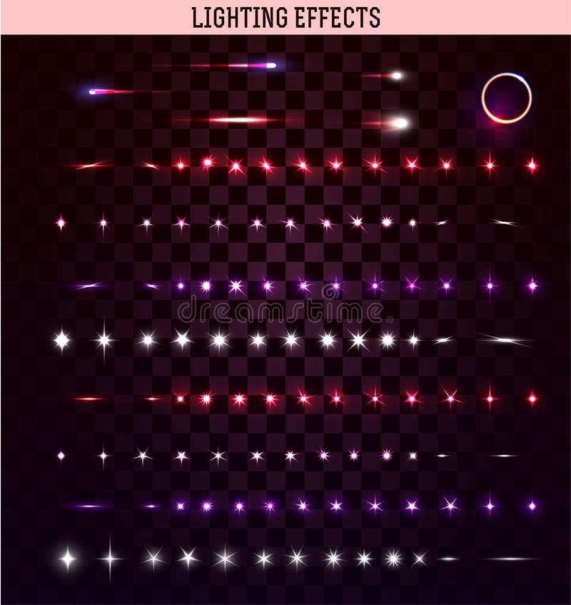 Big Set of Lighting Effects. Magic, Bright Stars Stock Vector ...