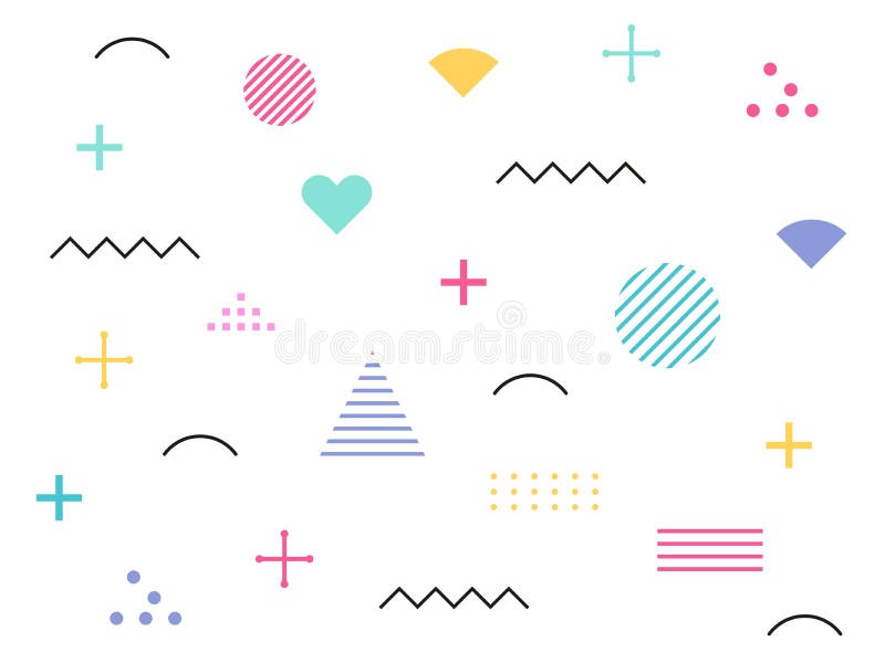 Big Set of Memphis Design Elements Isolated on a White Background ...