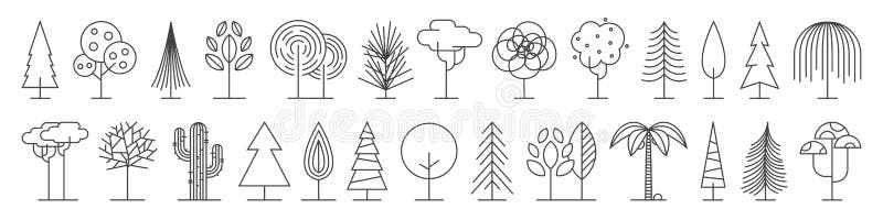 Big Set of Minimal Trees Linear Icons - Vector Stock Vector ...