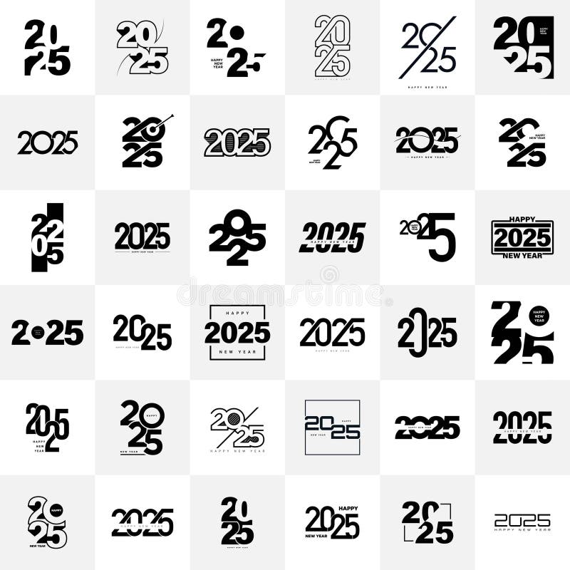 Big Set of 2025 Number Design Template Stock Vector - Illustration of ...