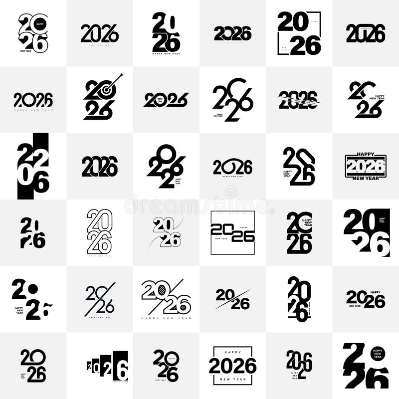 Big Set of 2026 Number Design Template Stock Vector - Illustration of background, invitation ...
