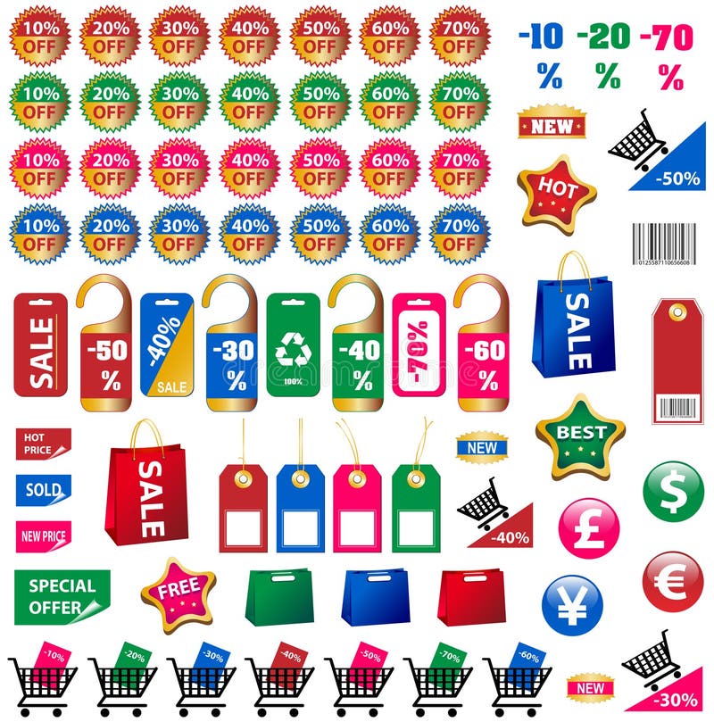 Big Set of Price Tags and Stickers Stock Vector - Illustration of ...