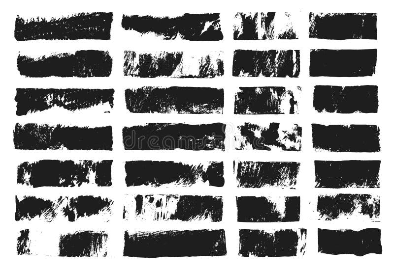 Big Set of Rectangular Text Box. Grunge Paint Stripe. Vector Brush ...
